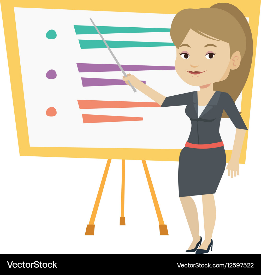 Teacher or student standing in front of board Vector Image