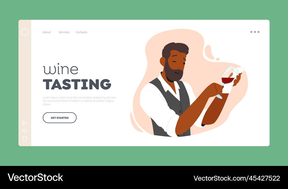 Wine tasting landing page template sommelier Vector Image