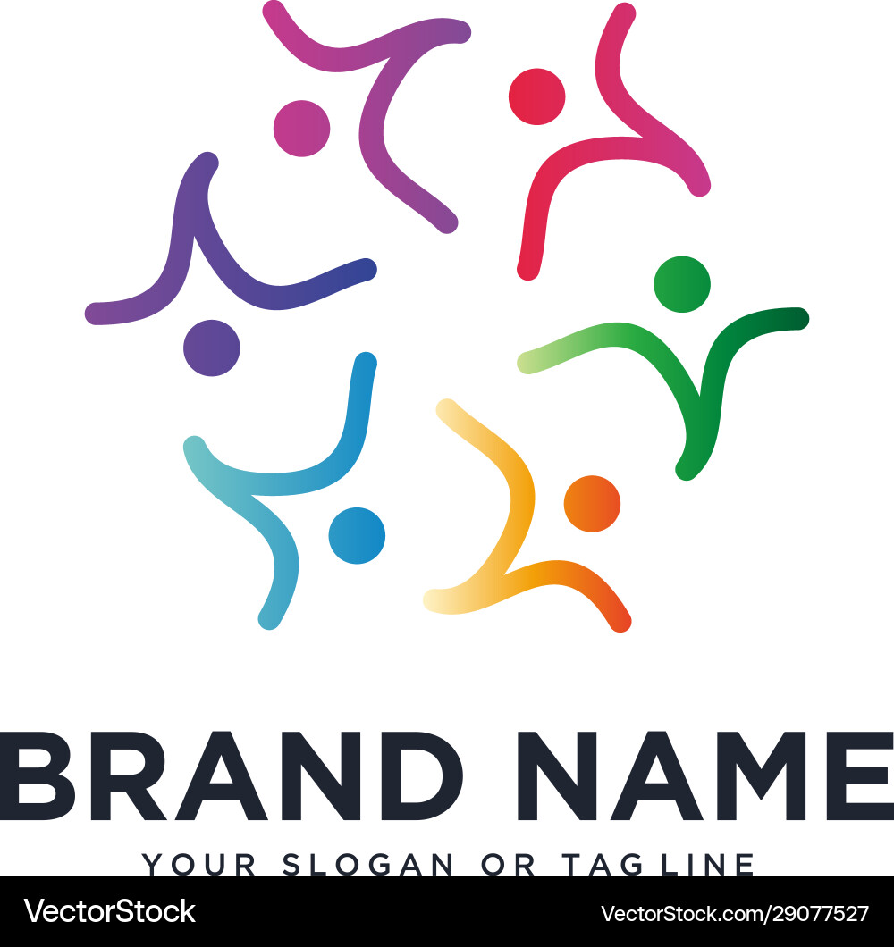 A team abstract people with colorful design Vector Image