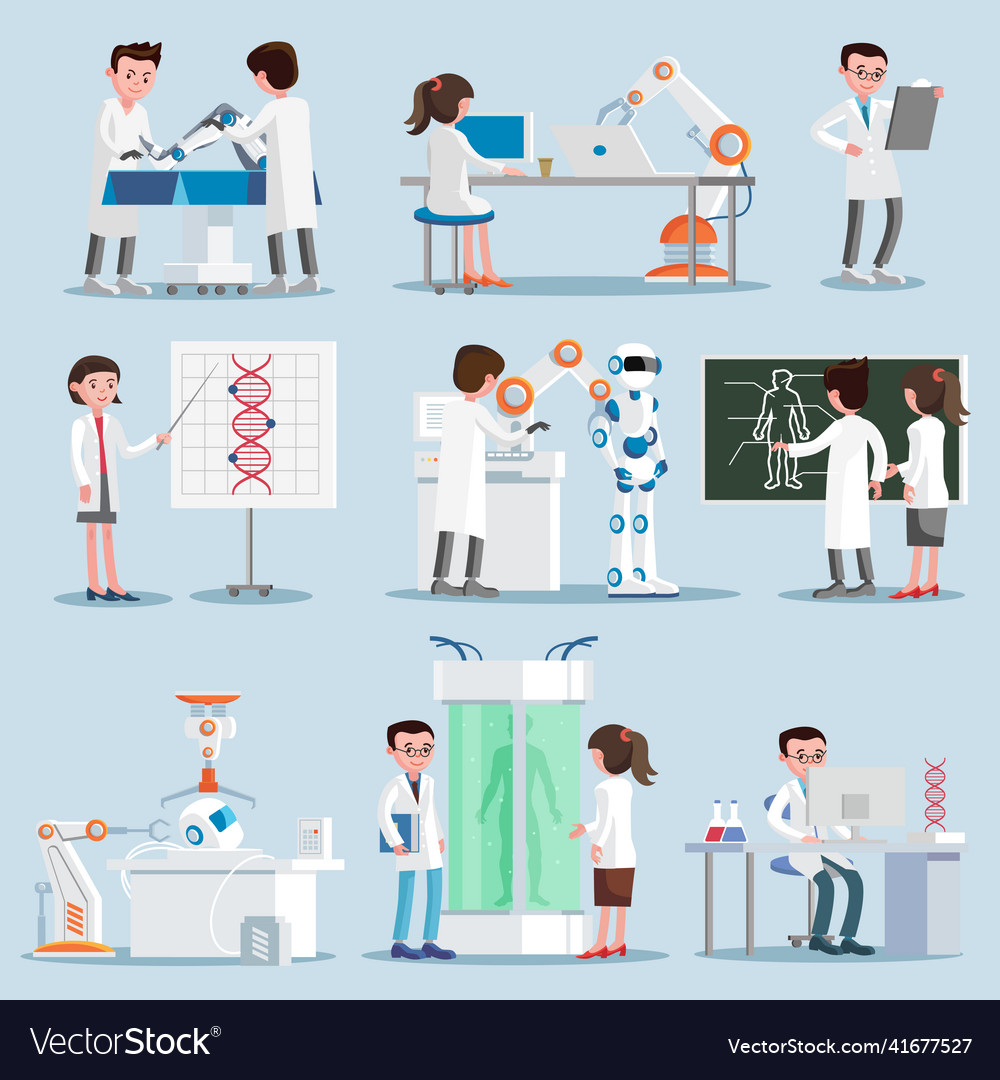 Artificial intelligence elements set Royalty Free Vector