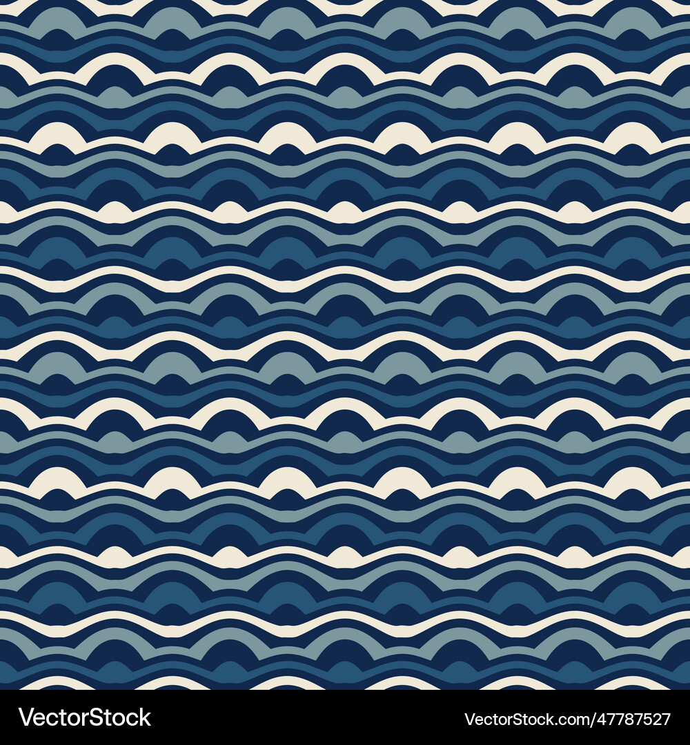 Beige and tonal blue seigaiha pattern Royalty Free Vector