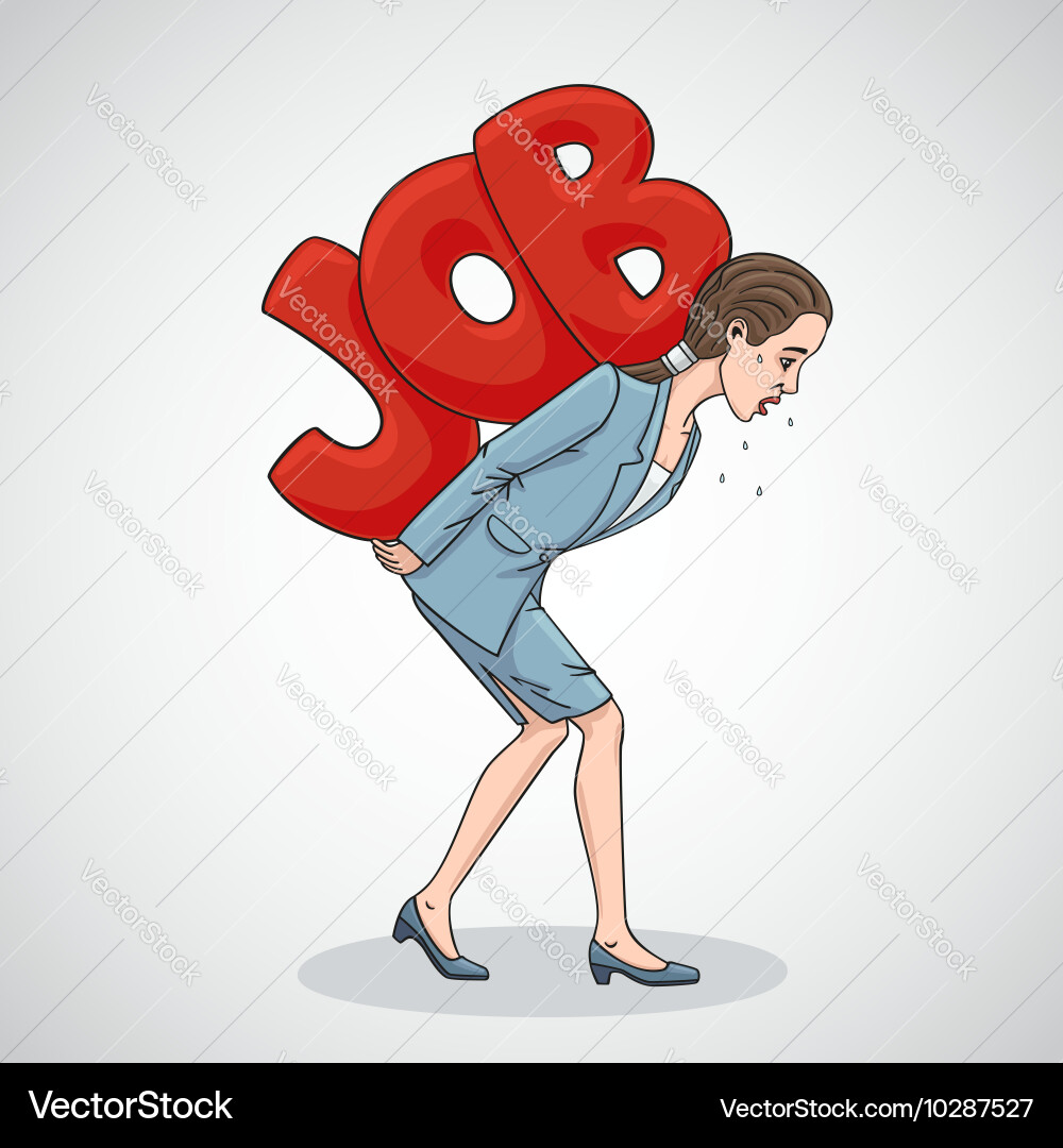 Businesswoman working hard Royalty Free Vector Image