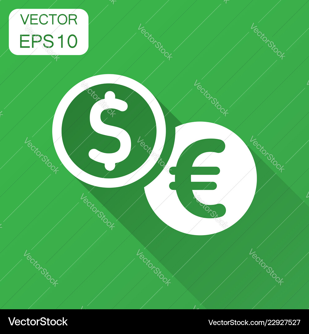 Coins stack icon in flat style dollar euro coin Vector Image