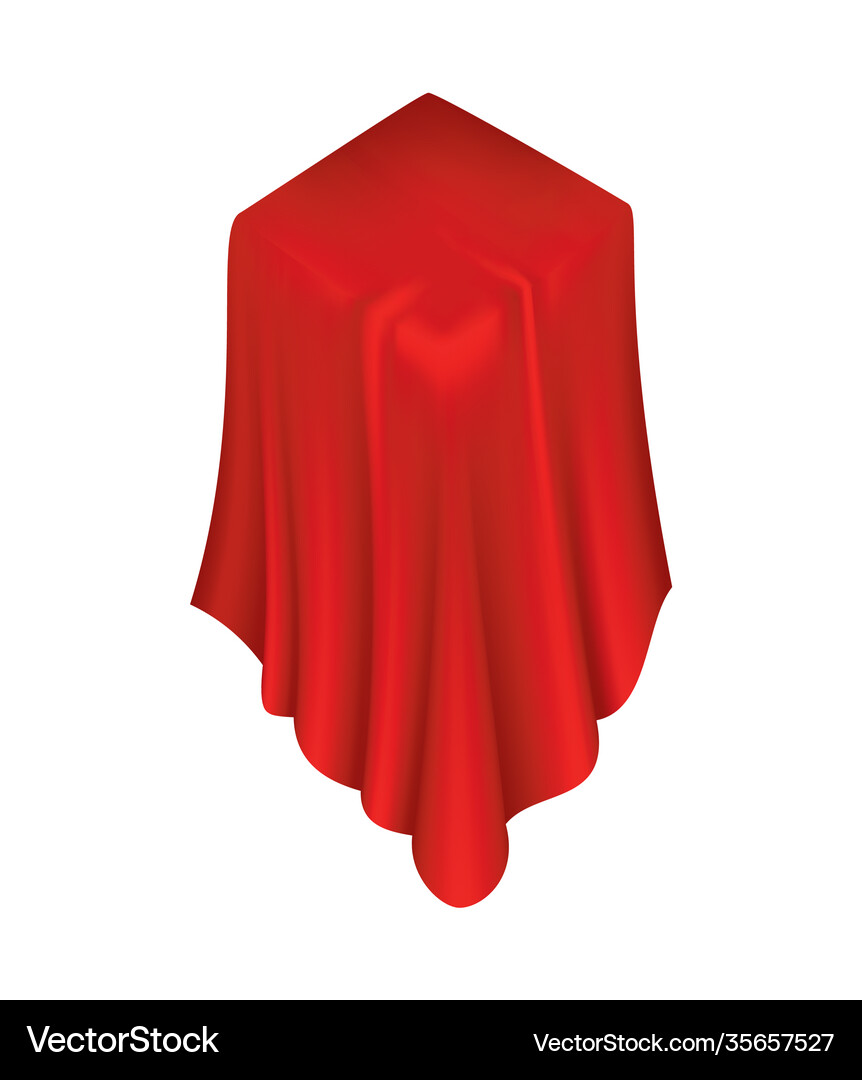 Covered object red silk fabric curtain cover Vector Image