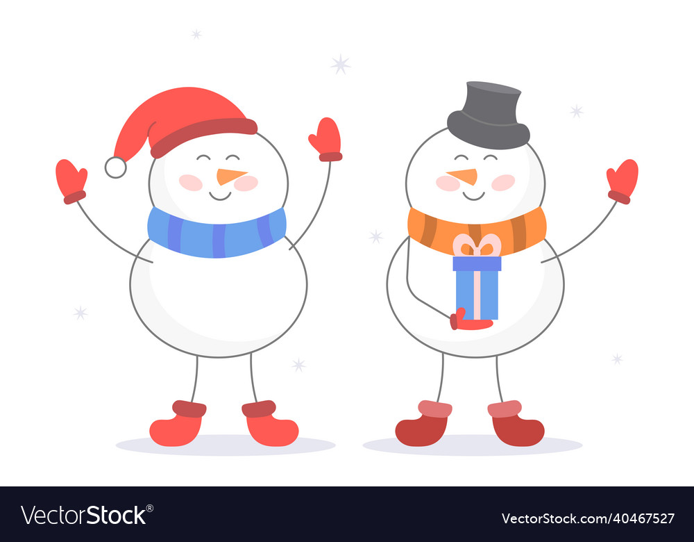 Cute Snowman Friends Royalty Free Vector Image