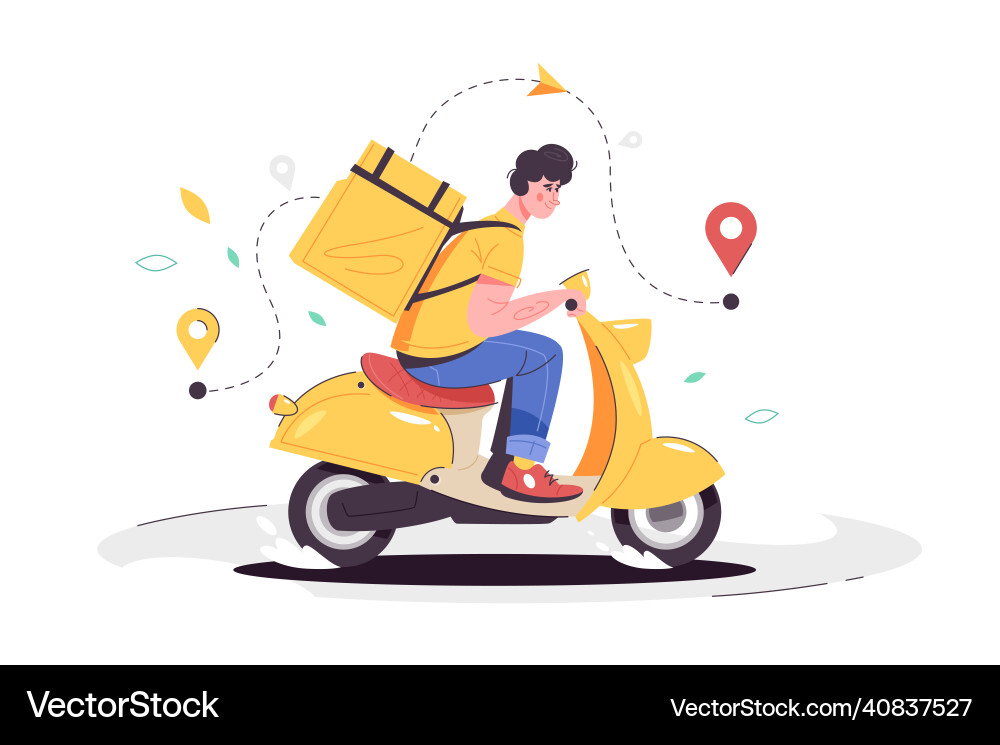 Fast and free delivery by scooter Royalty Free Vector Image