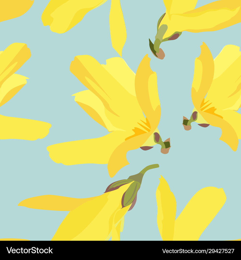 Floral pattern with blossoming yellow flowers Vector Image