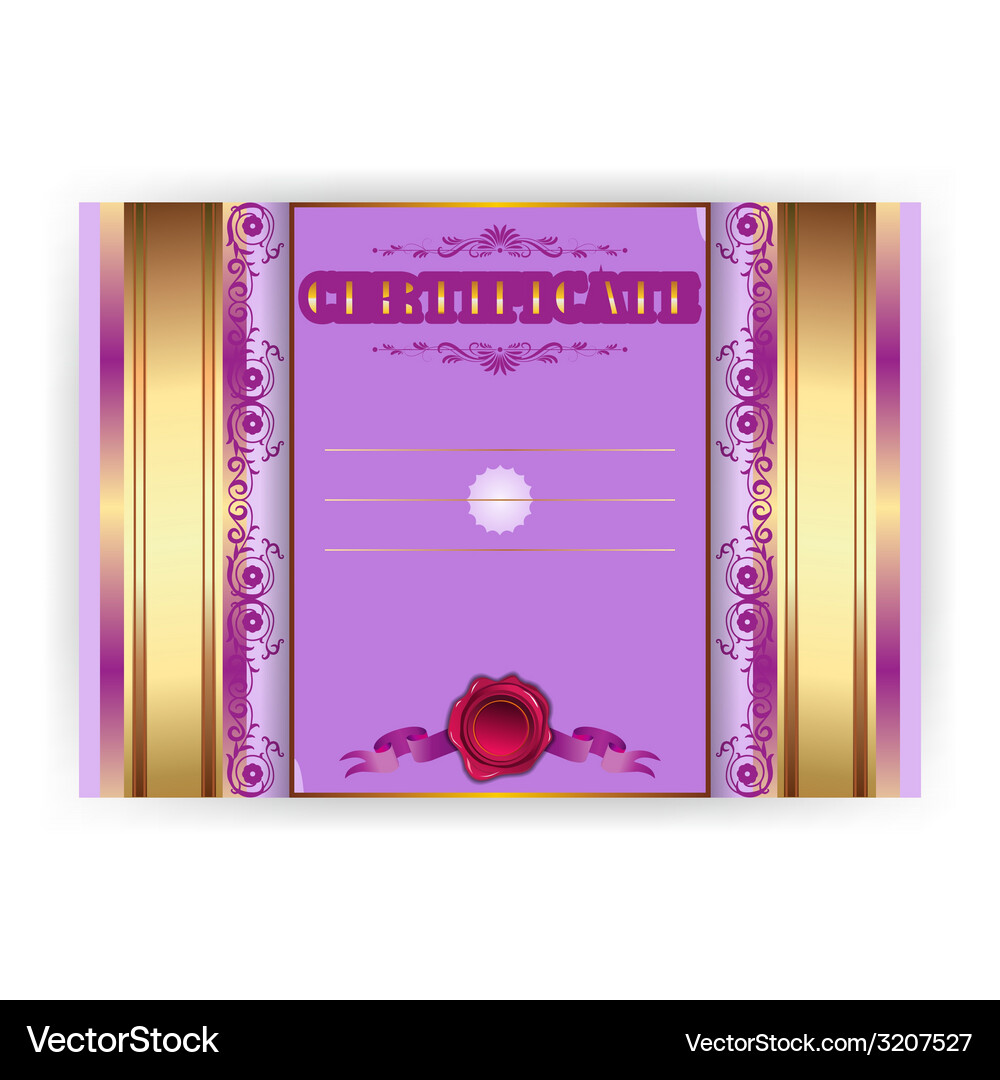Horizontal royal gold certificate with lace ornate