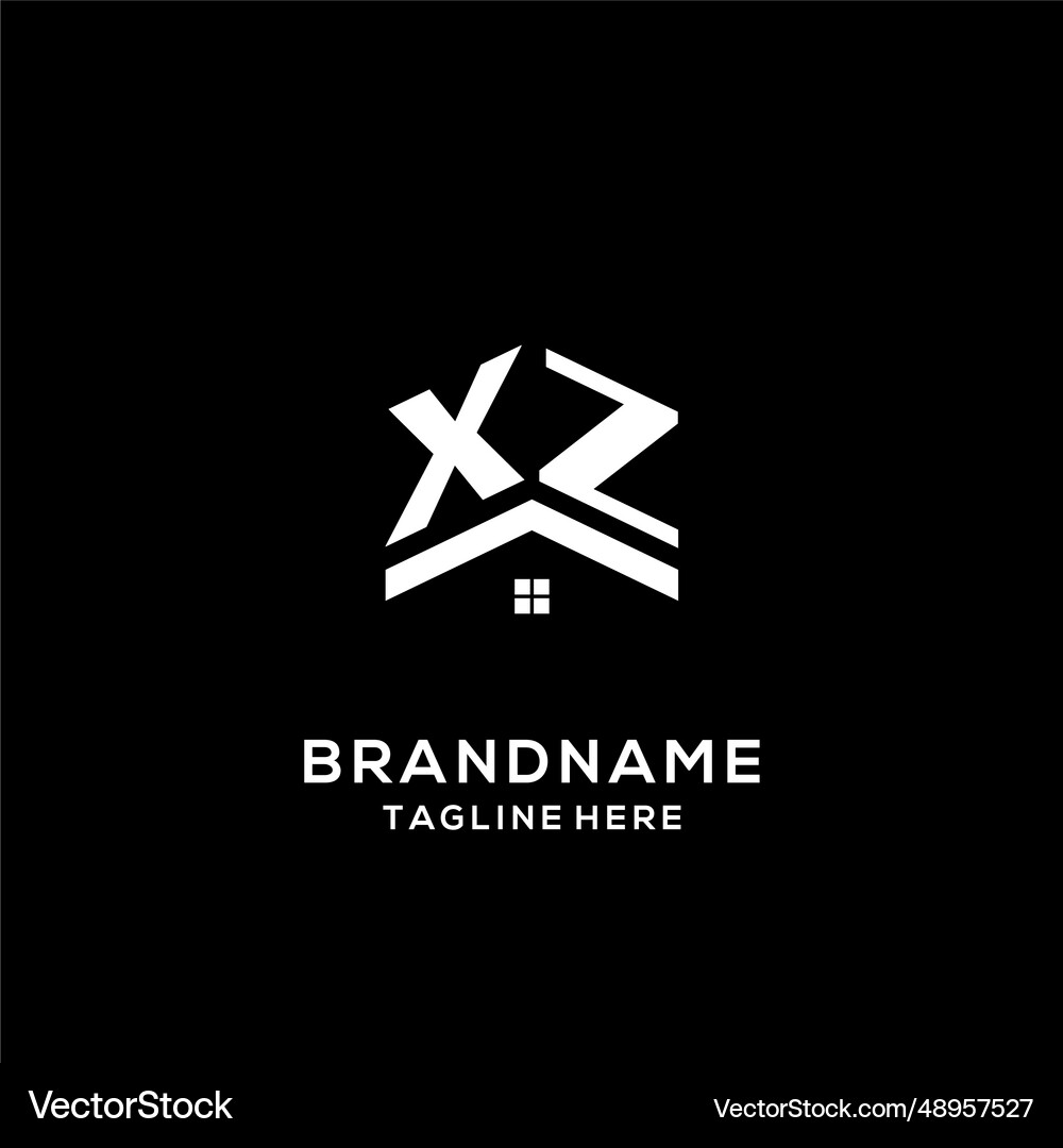 Initial xz logo with abstract home roof simple Vector Image