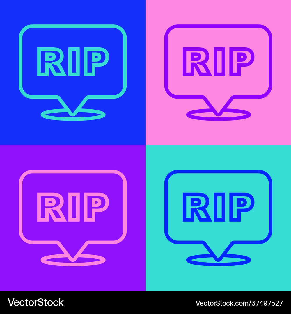 Pop art line speech bubble rip death icon isolated
