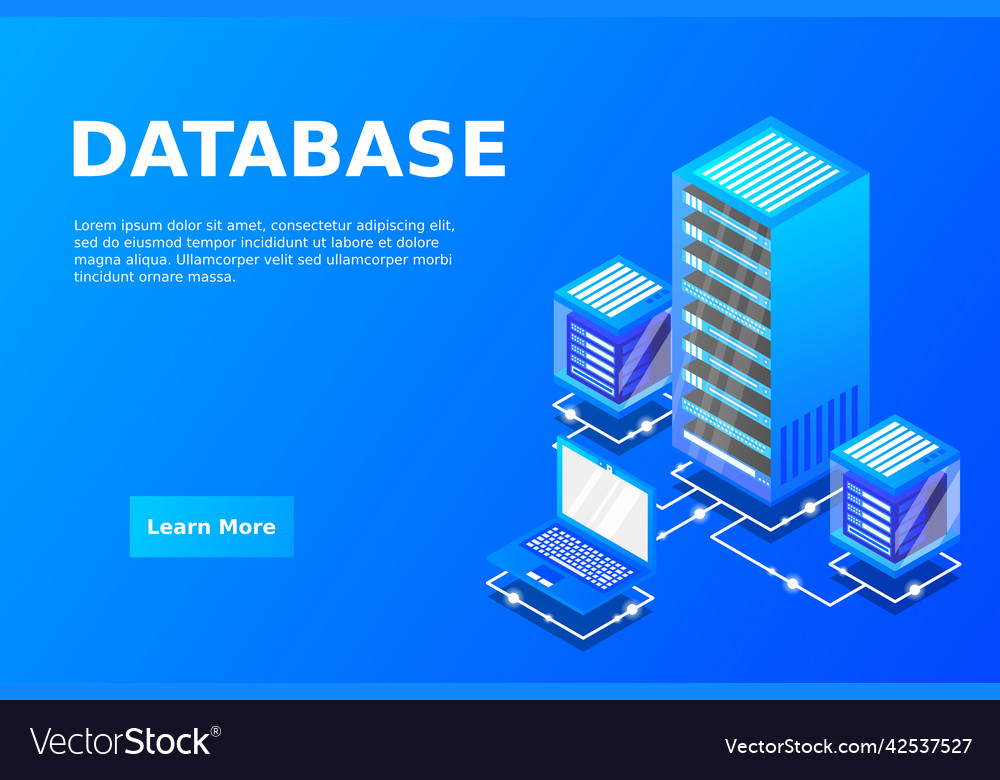 Server room isometric cloud storage data data Vector Image