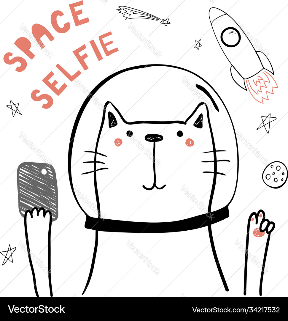 Cute space cat Royalty Free Vector Image - VectorStock