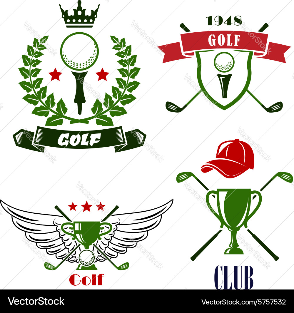 Golf club or tournament heraldic emblems Vector Image