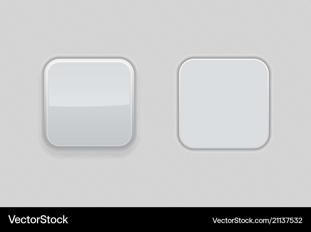 Gray plastic buttons 3d square signs Royalty Free Vector