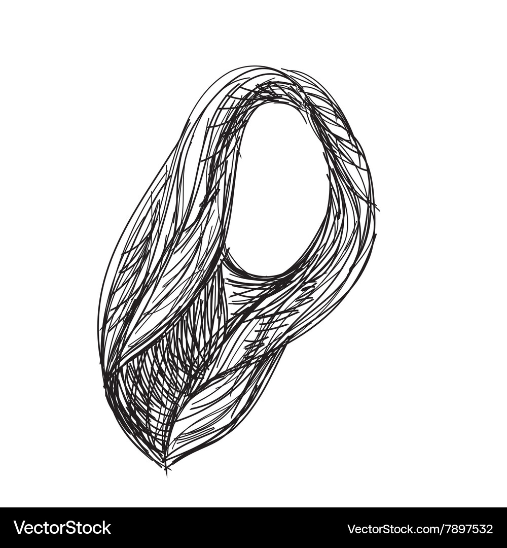 Hand drawn wig hair sketch Royalty Free Vector Image