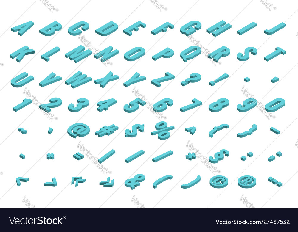 Isometric font alphabet isolated on background Vector Image Isometric font alphabet isolated on background Vector Image