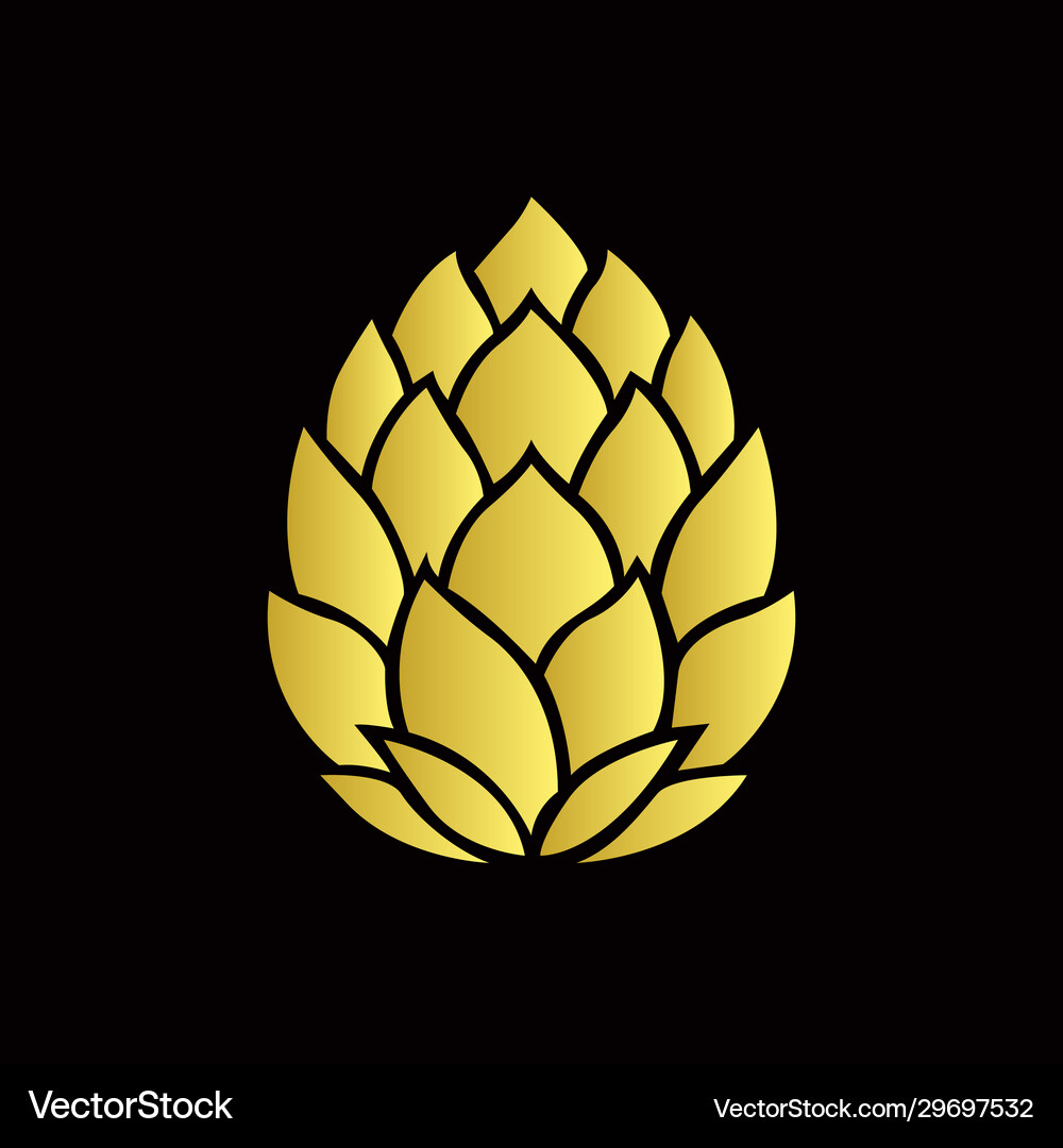 Luxury gold hop cone logo icon Royalty Free Vector Image