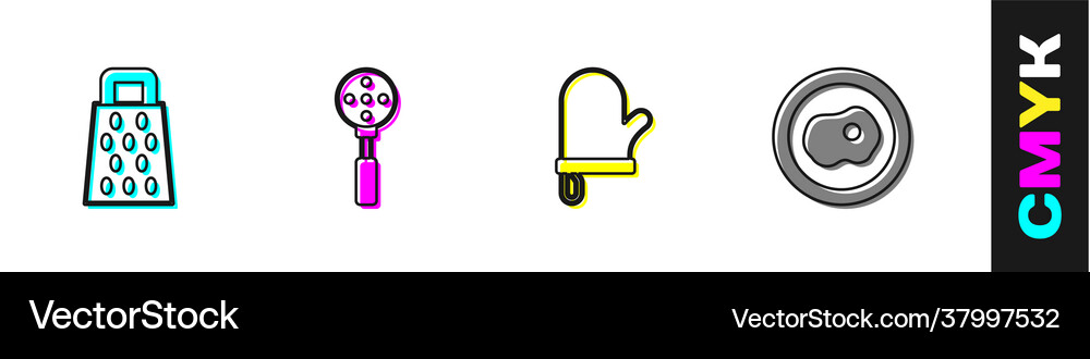 Set grater spatula oven glove and scrambled eggs Vector Image