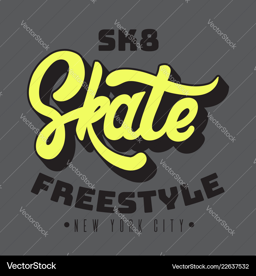 Skate handwritten lettering template for card Vector Image