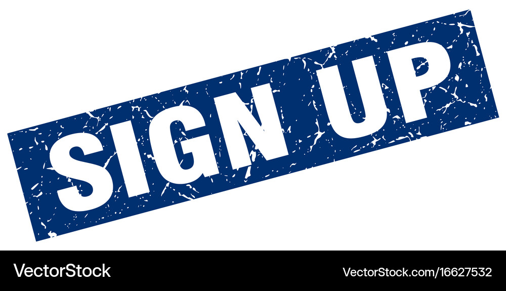 Square grunge blue sign up stamp Royalty Free Vector Image