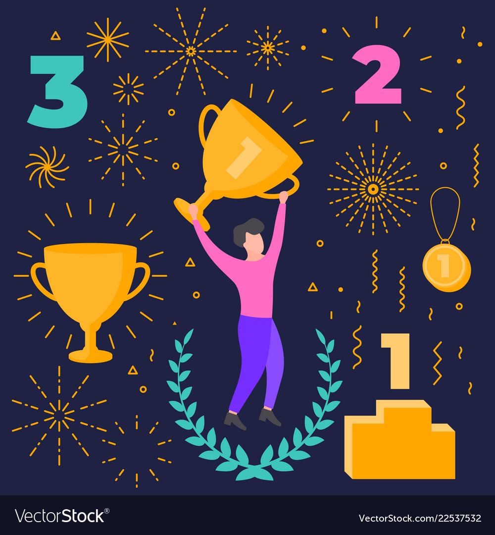 Winner objects set elements shapes Royalty Free Vector Image