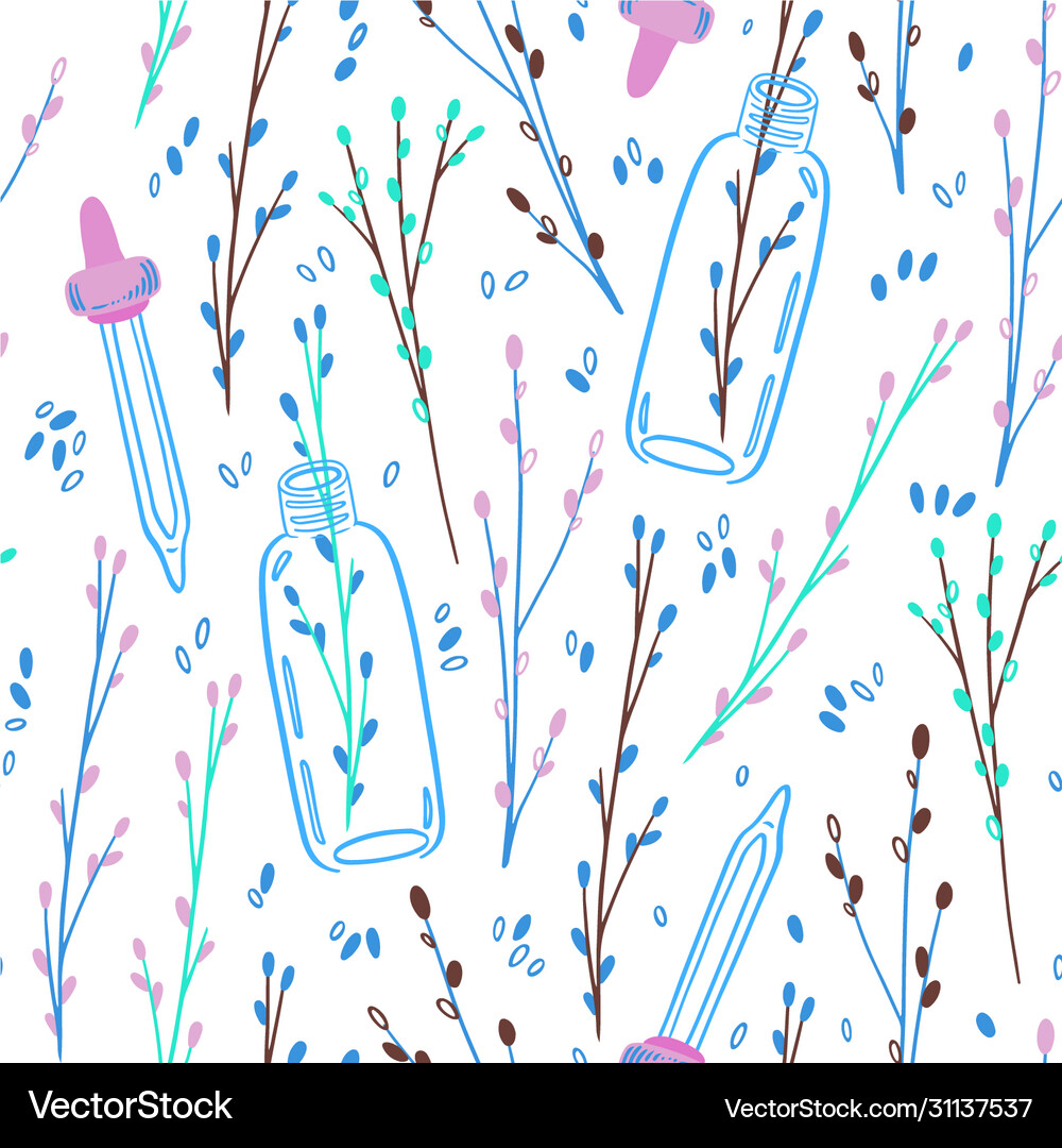Elegant twigs natural cosmetic pattern-05 Vector Image