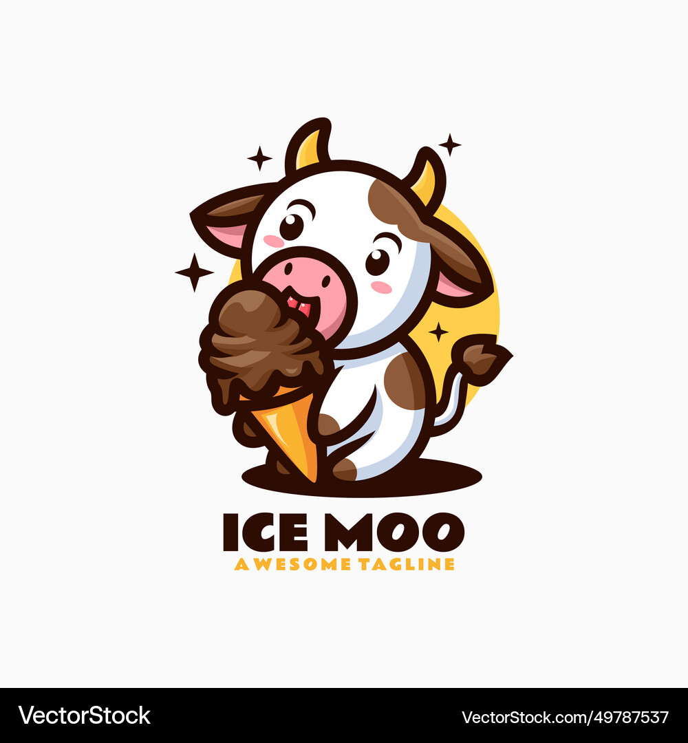 Logo ice moo mascot cartoon style Royalty Free Vector Image
