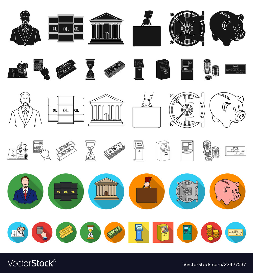 Money and finance flat icons in set collection Vector Image