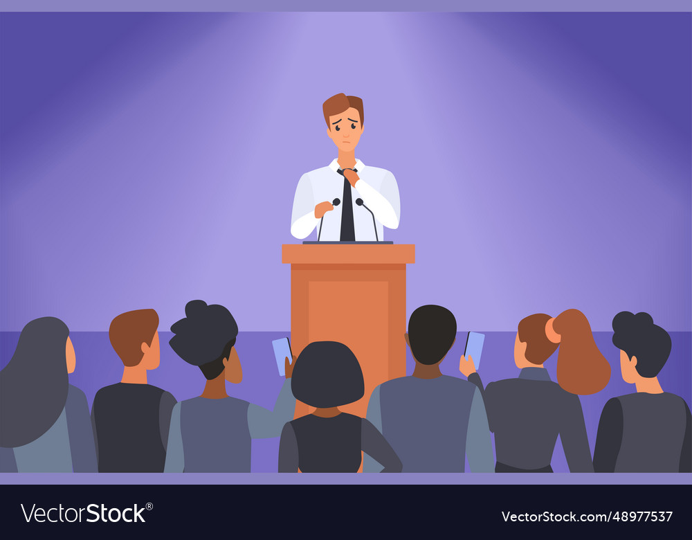 Problem Of Speakers Fear And Anxiety Public Vector Image