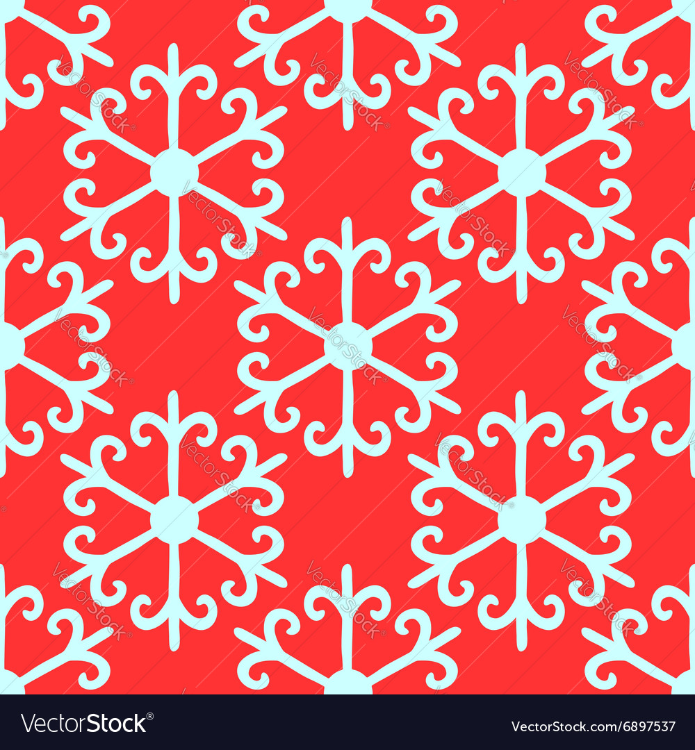 Red seamless snowflake pattern Royalty Free Vector Image