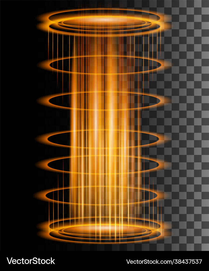 Round orange glow rays night scene with sparks Vector Image