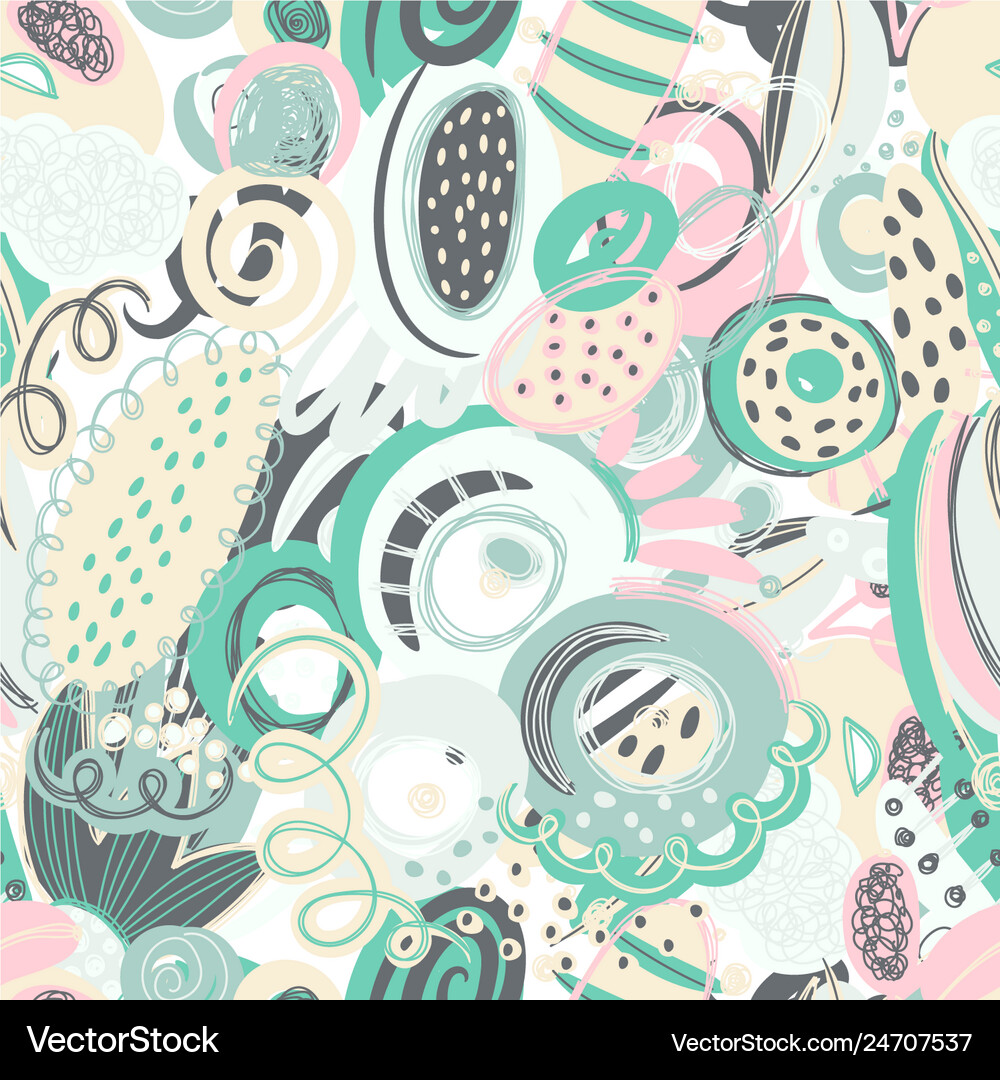Seamless pattern with hand drawn abstract Vector Image