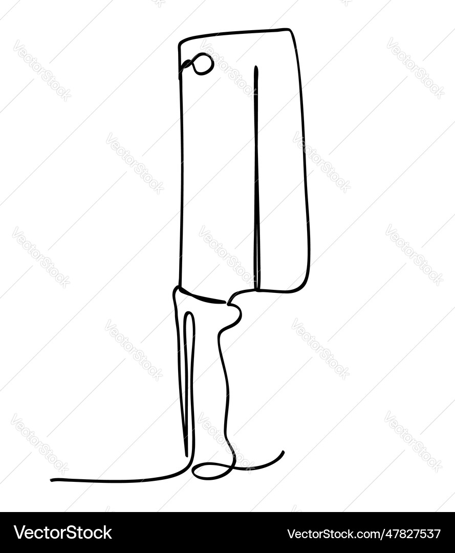 Simple butcher knife line art continuous isolated Vector Image