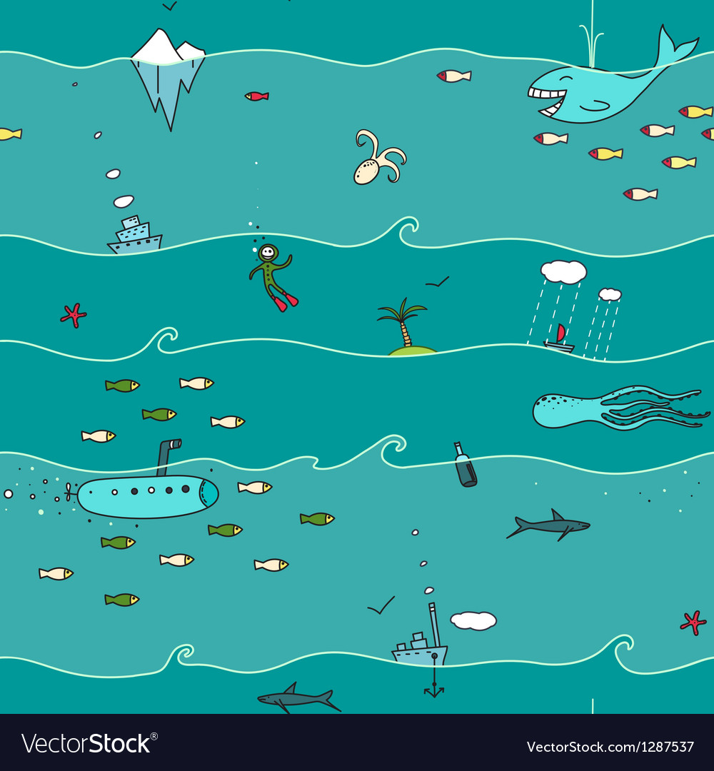 Underwater seamless pattern Royalty Free Vector Image Underwater seamless pattern Royalty Free Vector Image