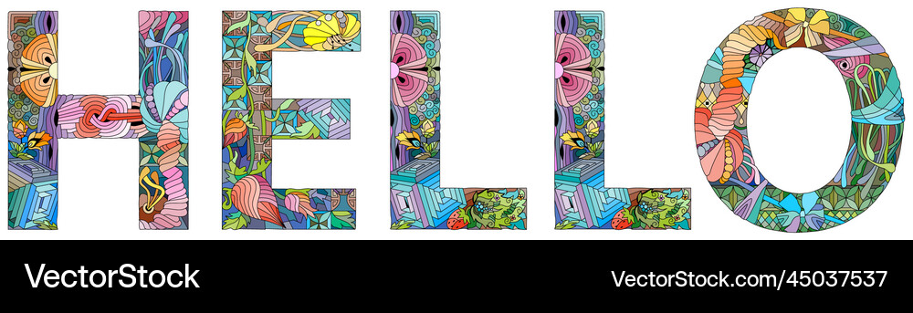 Word hello colorful isolated on a white Royalty Free Vector