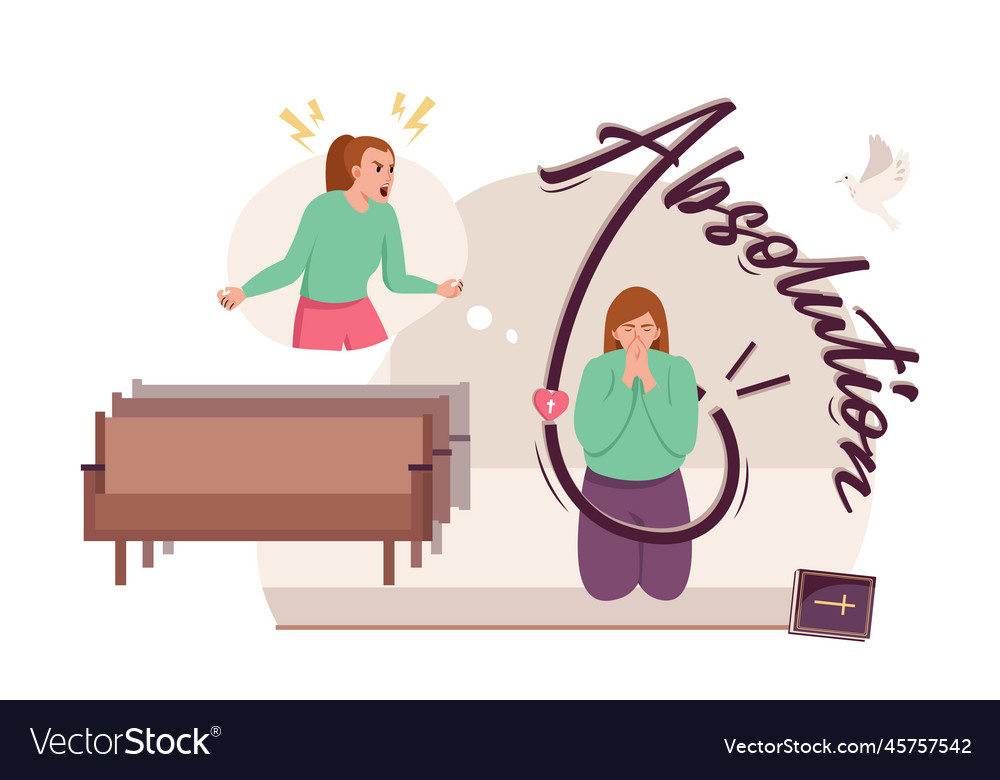 Absolution sin flat composition Royalty Free Vector Image