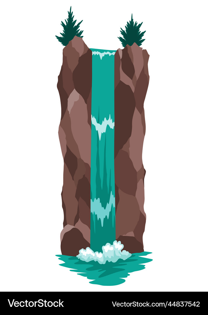 Cartoon river waterfall landscape with mountains Vector Image