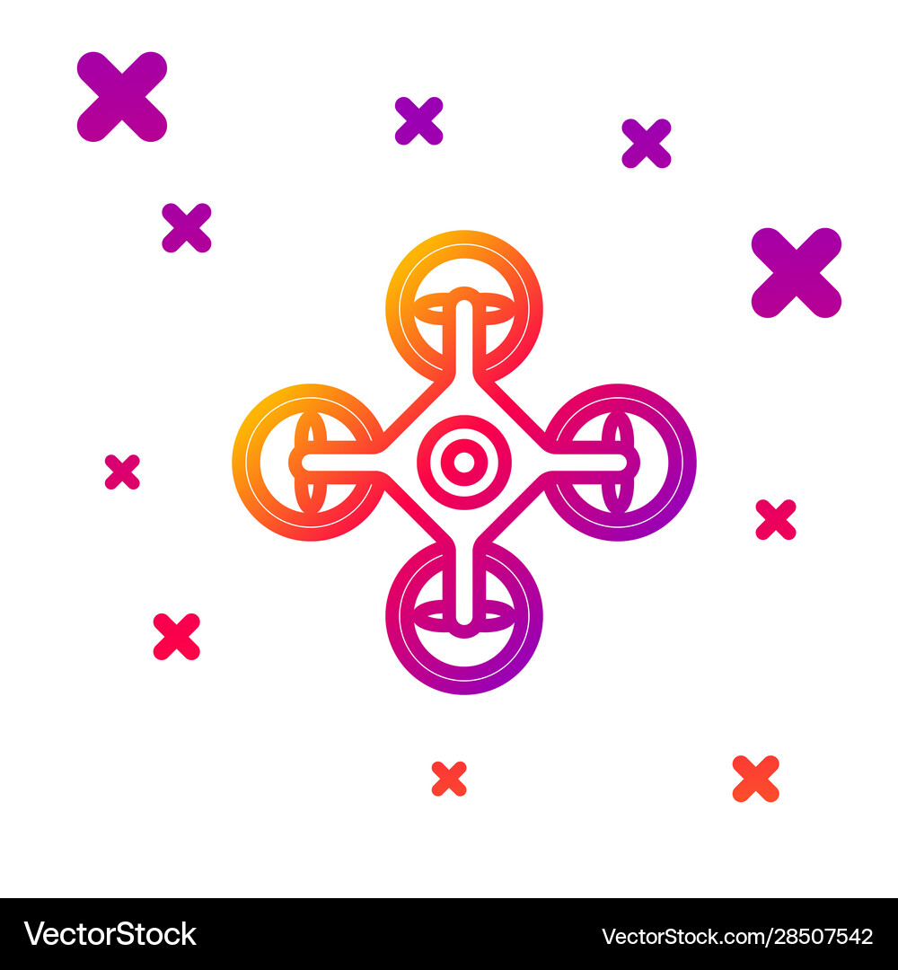 Color line drone flying with action video camera Vector Image