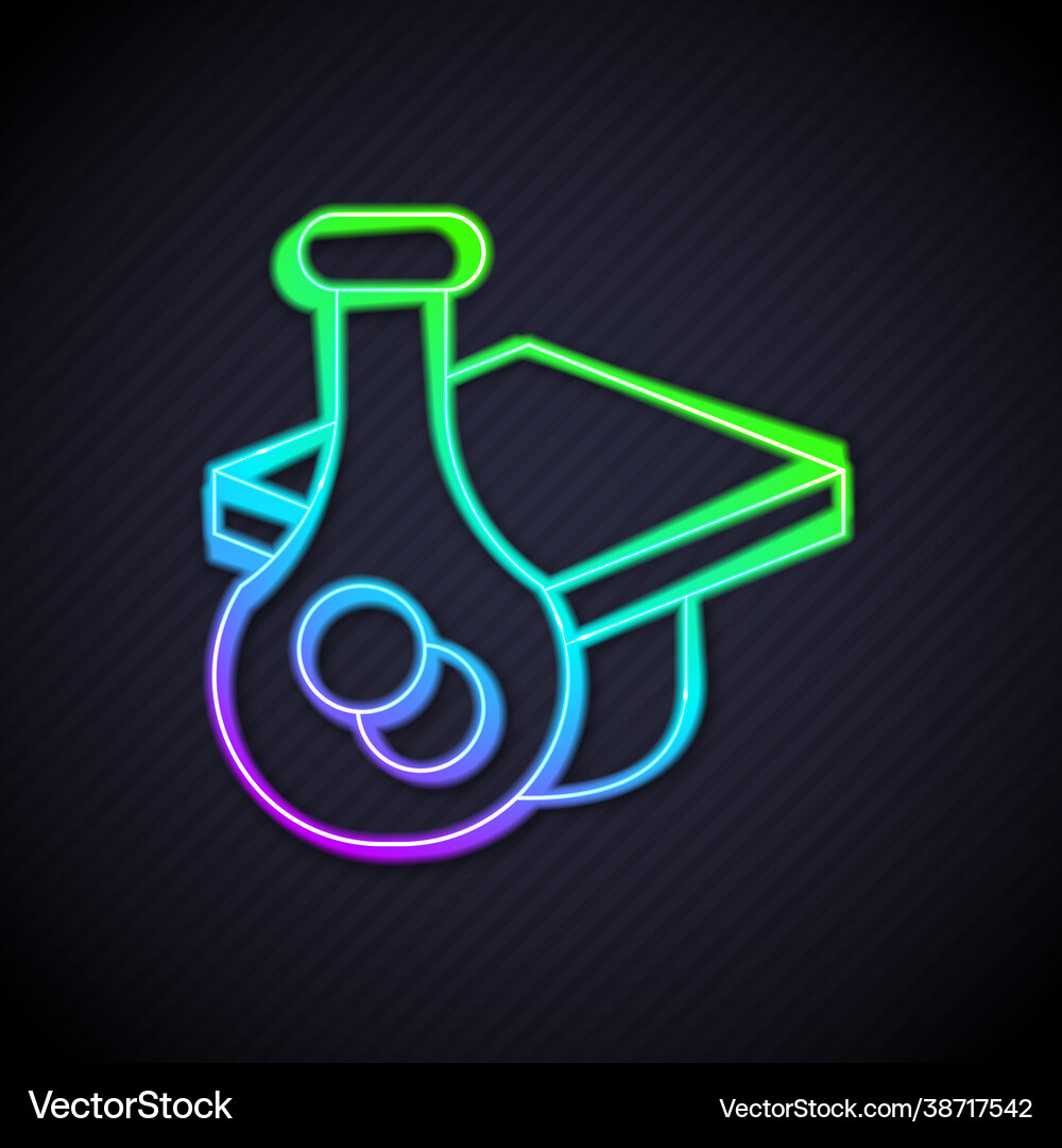 Glowing neon line graduation cap icon isolated Vector Image