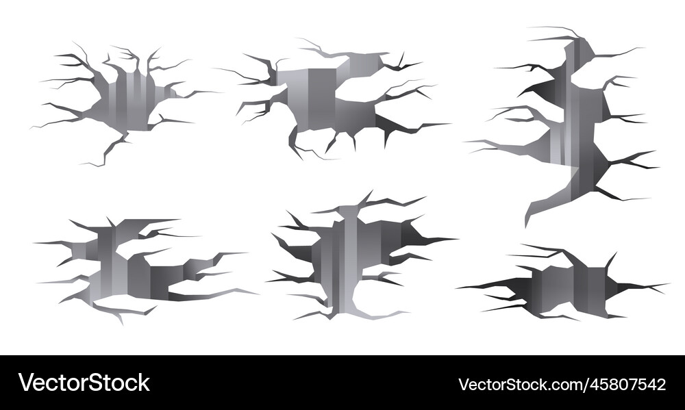 Ground cracks set Royalty Free Vector Image - VectorStock