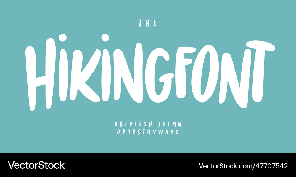 Hiking adventure font tall rounded letters Vector Image