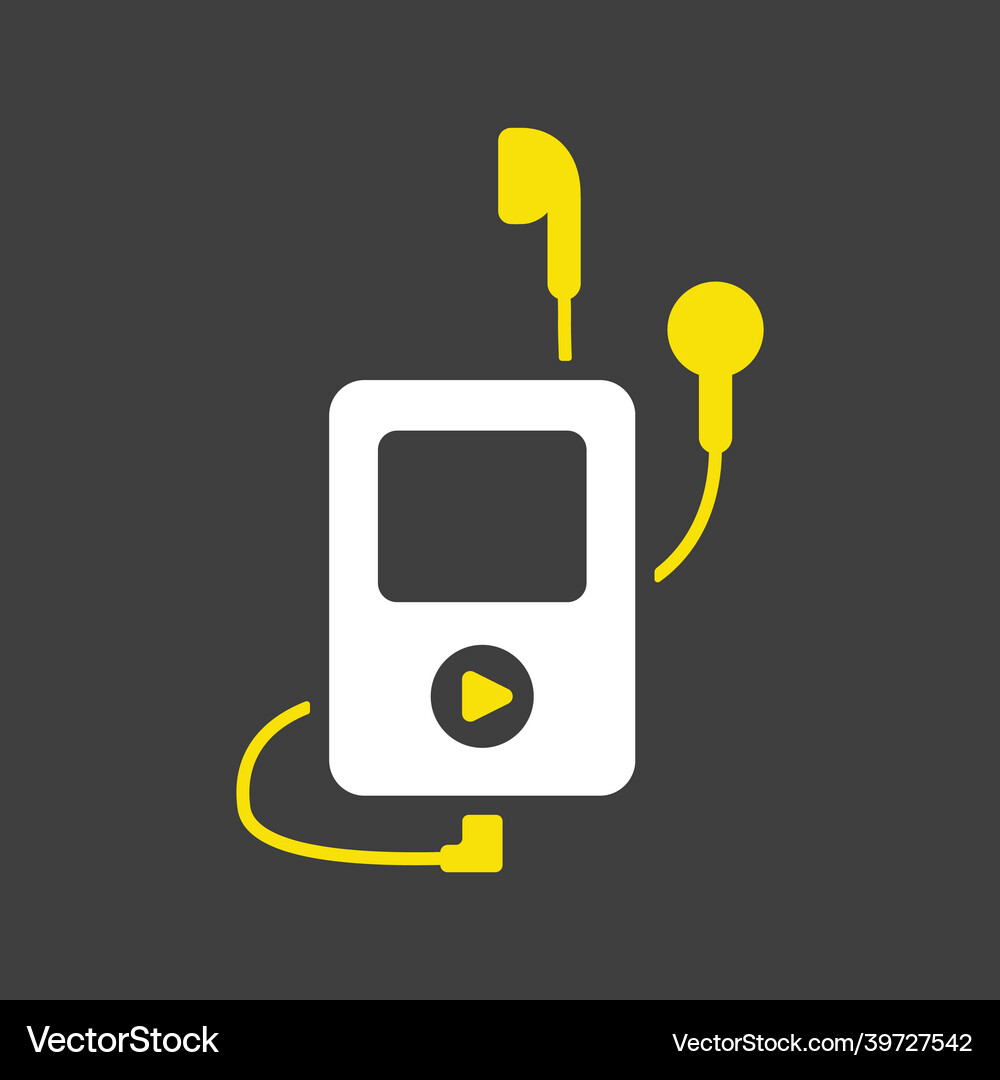 Media player with headphones icon Royalty Free Vector Image