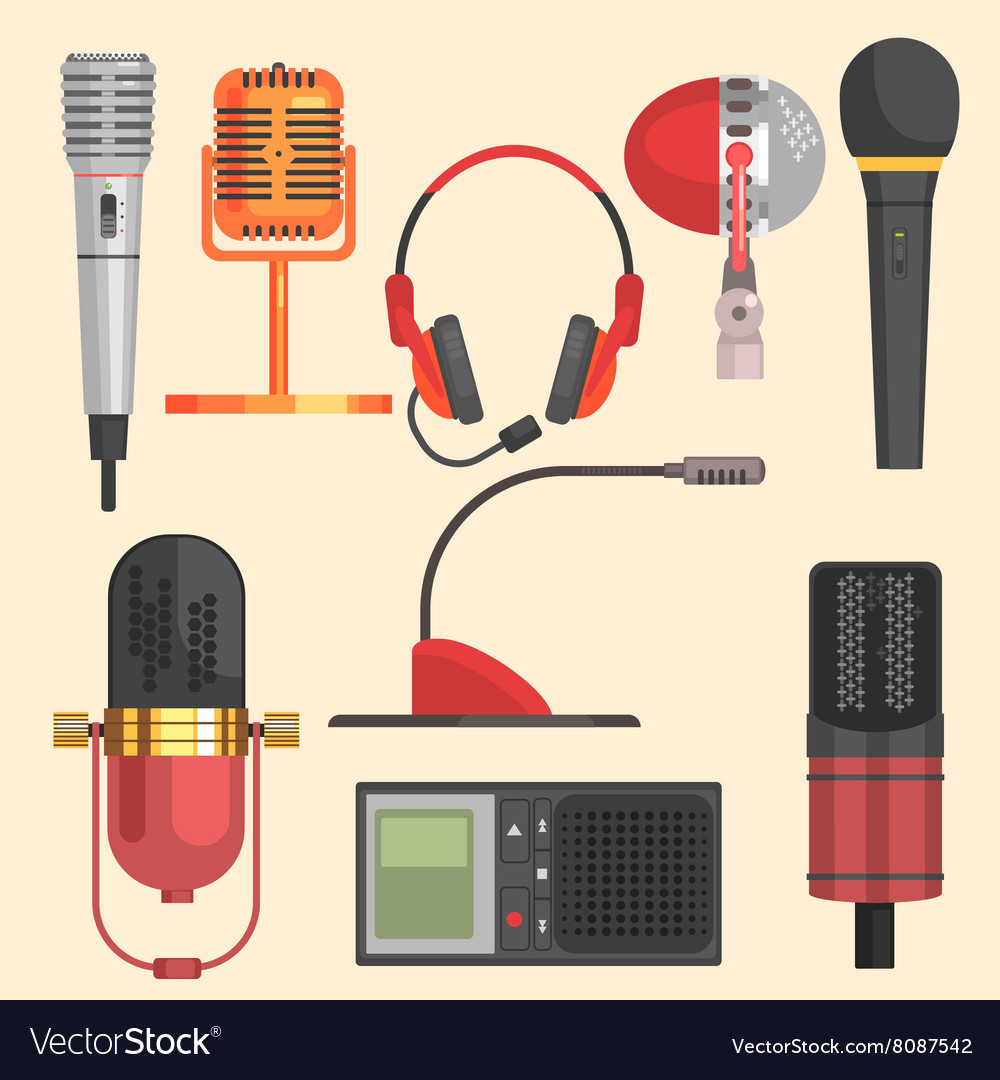Microphone set Royalty Free Vector Image - VectorStock