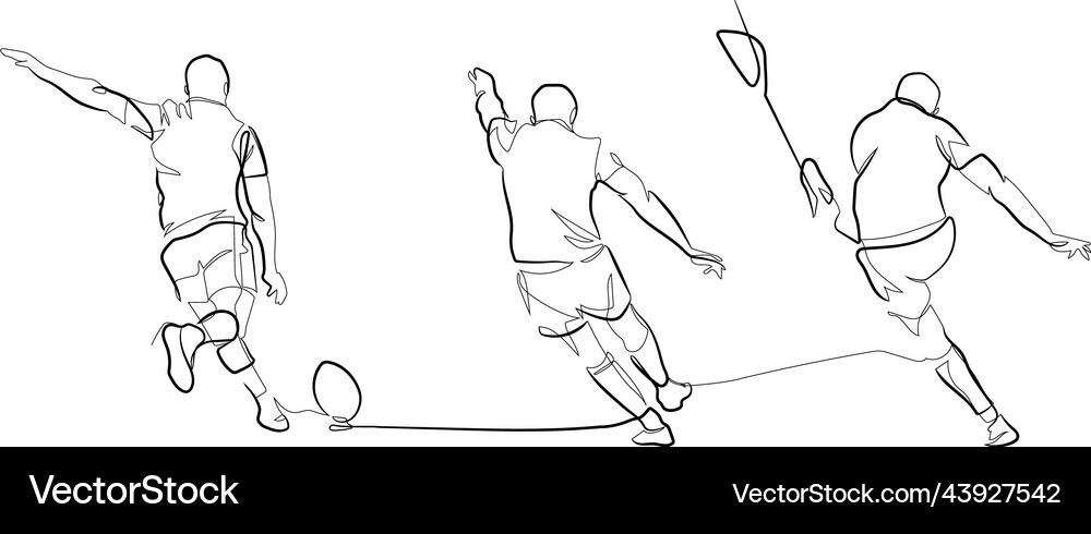 One continuous line rugby place kick penalty Vector Image
