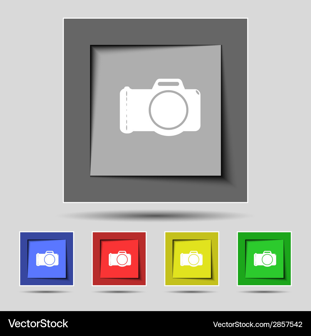 Photo camera sign icon digital symbol set Vector Image