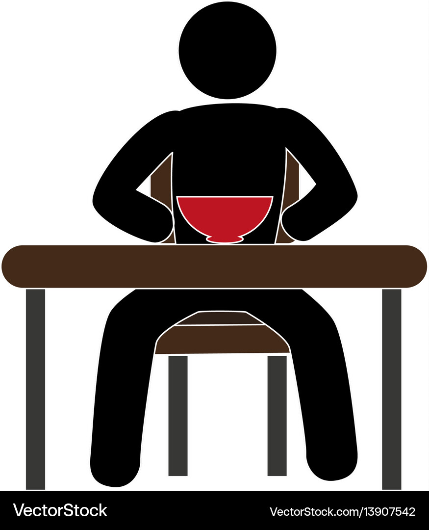 Pictograph with man in the table having breakfast Vector Image