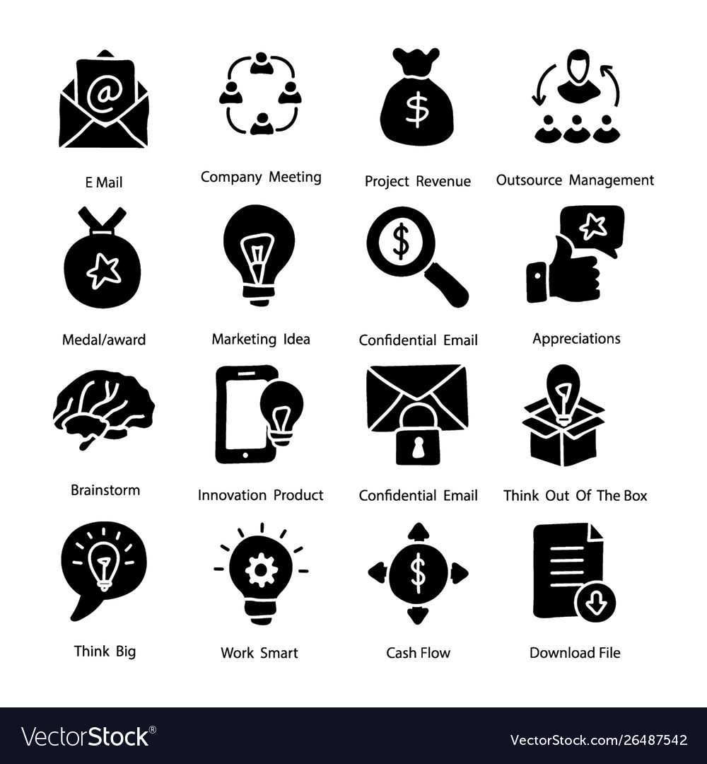 Project management icons pack Royalty Free Vector Image