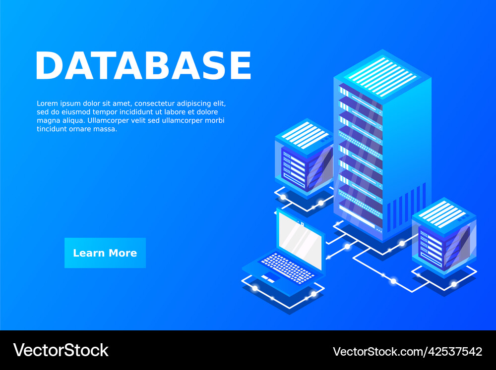 Server Room Isometric Cloud Storage Data Vector Image