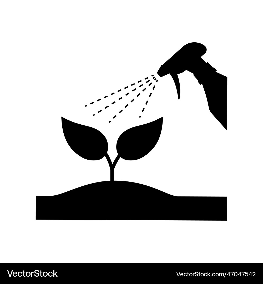 Spraying plant from a spray bottle black icon Vector Image