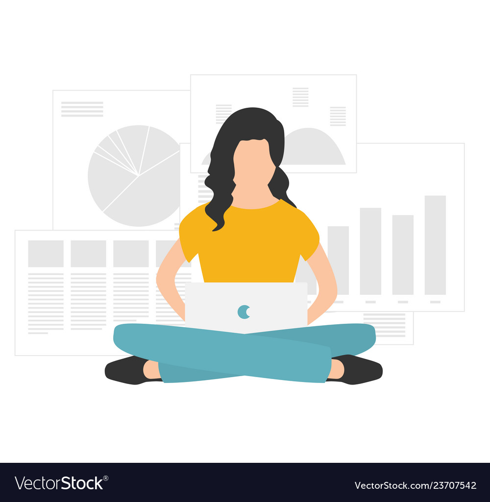 Woman is working on the development flat Vector Image